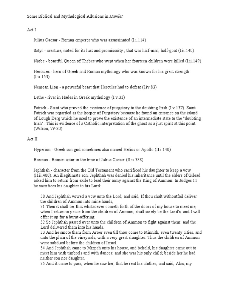 Biblical & Mythological Allusions in Hamlet | PDF | Cain And Abel ...