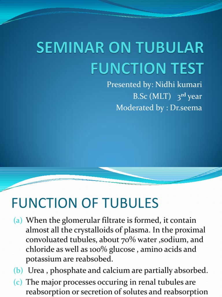 Tubular Function Test | PDF