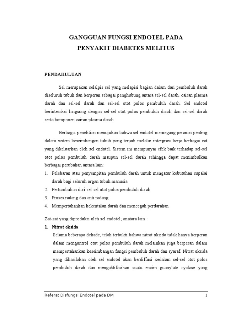 Gangguan Endotel pada Diabetes Melitus | PDF | Kesehatan Holistik