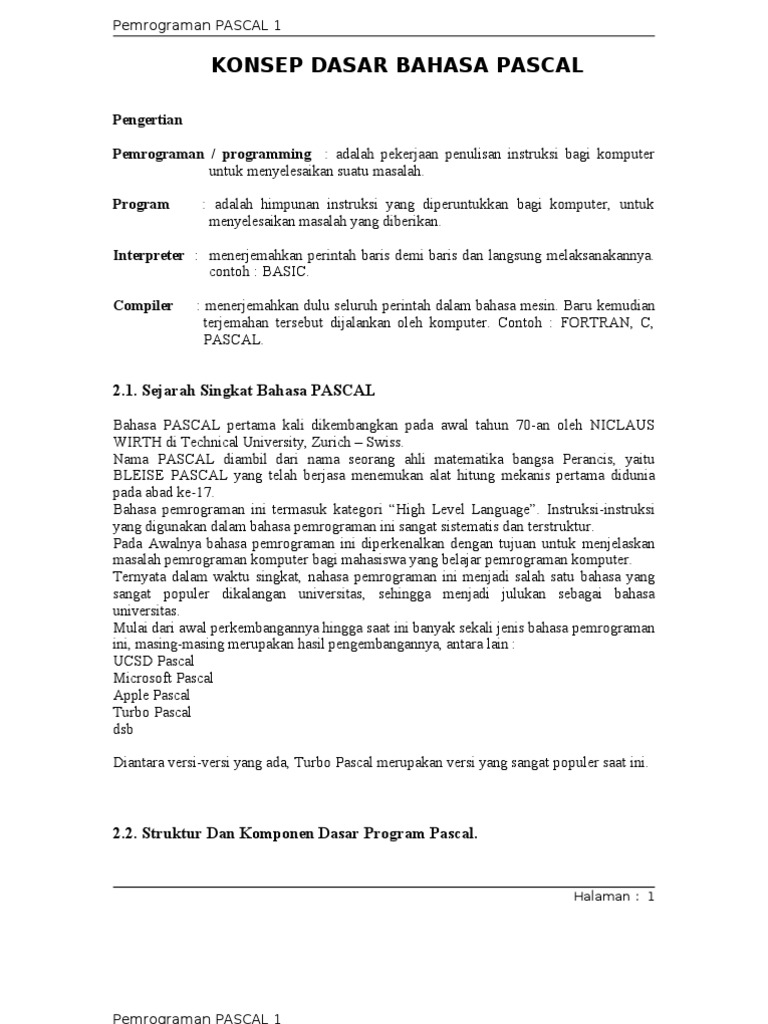 Algoritma Dan Pemrograman (Pascal) | PDF