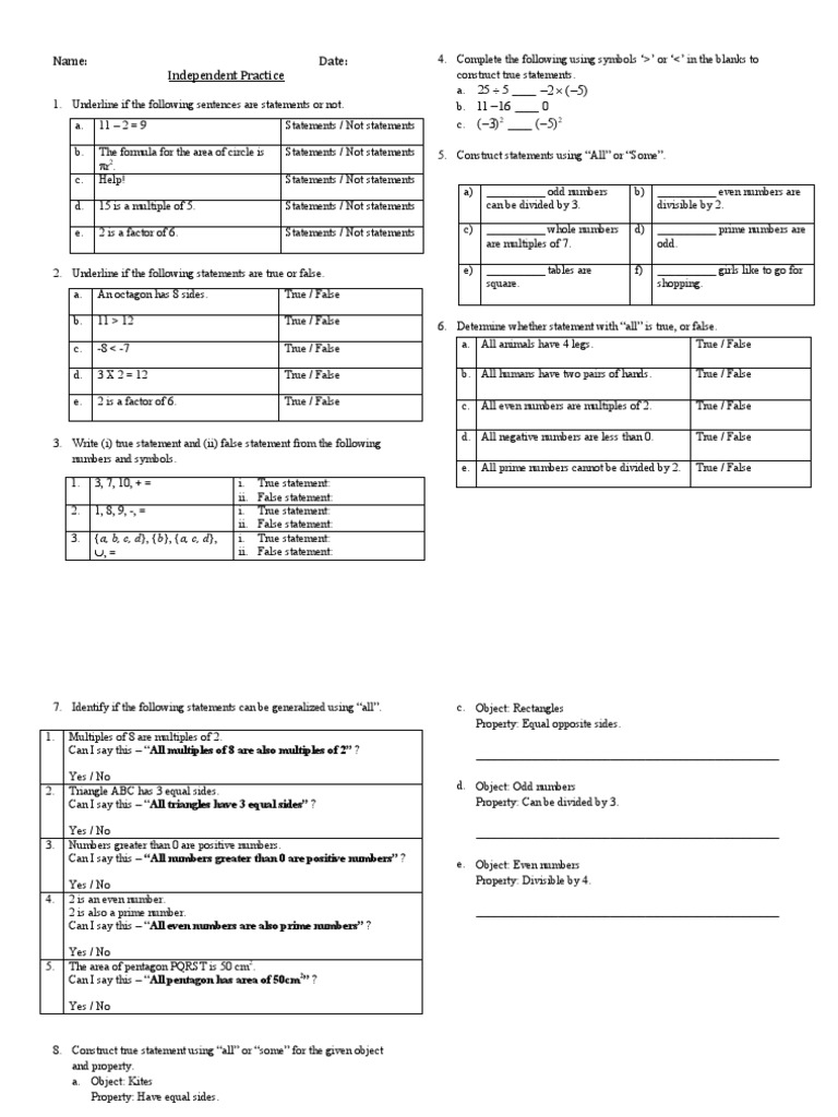 Malaysia Form 4 Mathematics Chapter 4.1 and 4.2 (Mathematical Reasoning ...