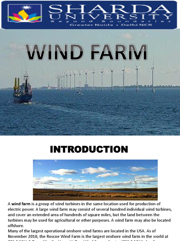 Eee Project ON WIND FARM FIRST YEAR B.TECH | PDF | Wind Turbine | Wind ...