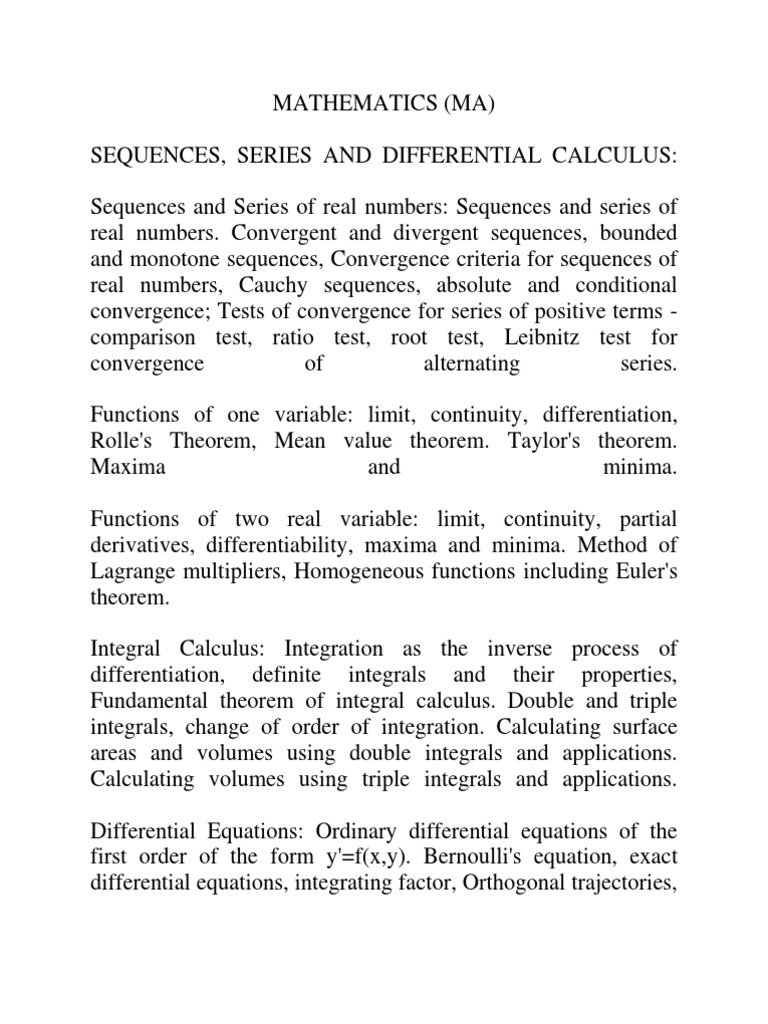 IIT JAM Mathematics Syllabus | PDF | Group (Mathematics) | Integral