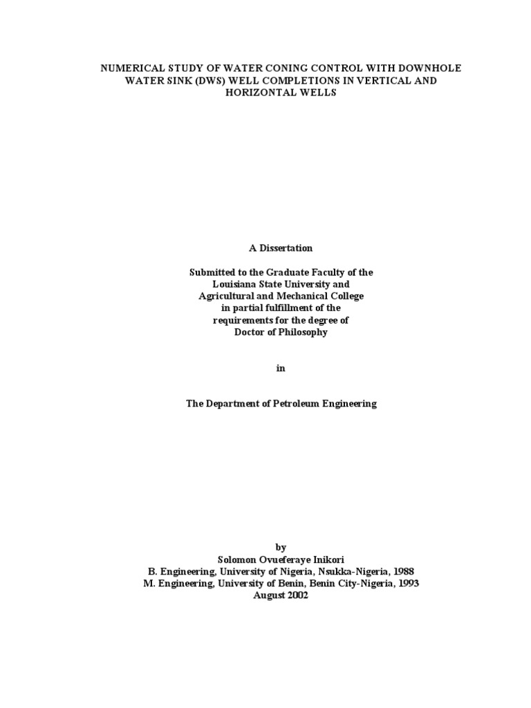 Numerical Study of Water Coning | PDF
