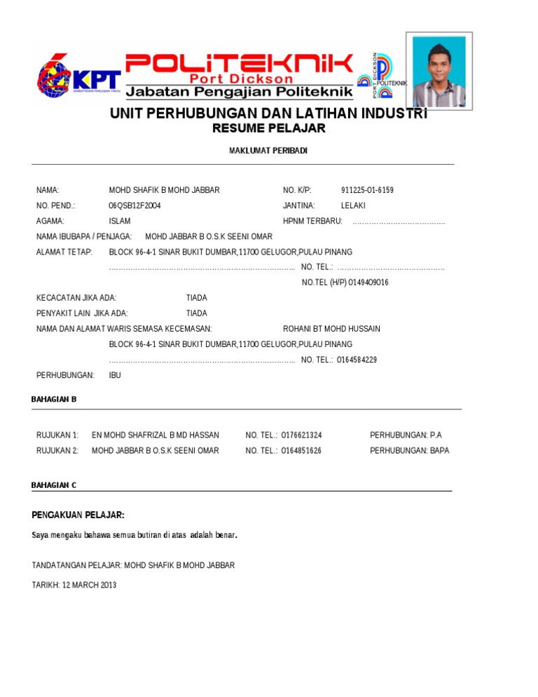 Borang Biodata Resume | PDF