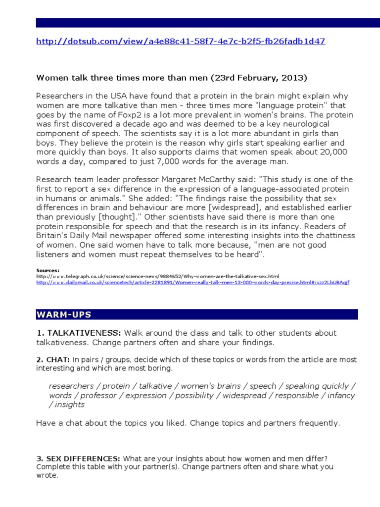 Women Talk Three Times More Than Men | Speech | Scientist