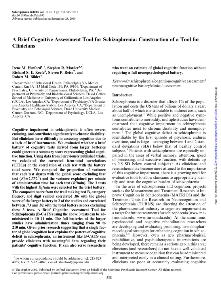 A Brief Cognitive Assessment Tool Pdf Pdf Psychological Evaluation
