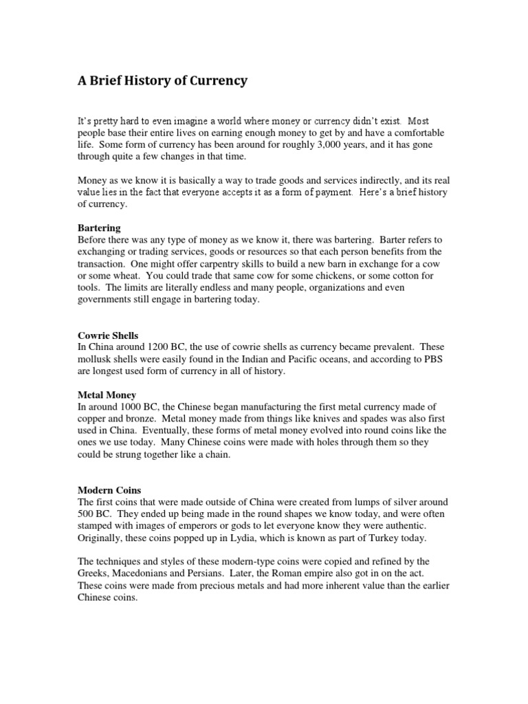 A Brief History of Currency | PDF | Banknote | Money