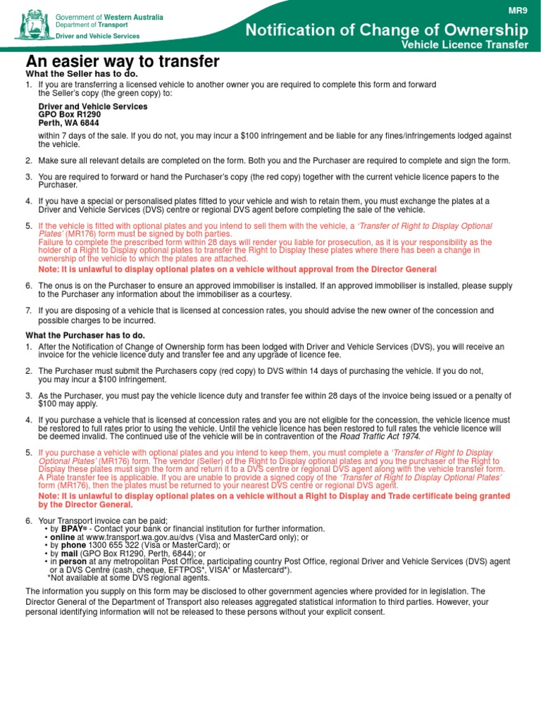 Vehicle Ownership Transfer Guide WA | PDF | Sales | License