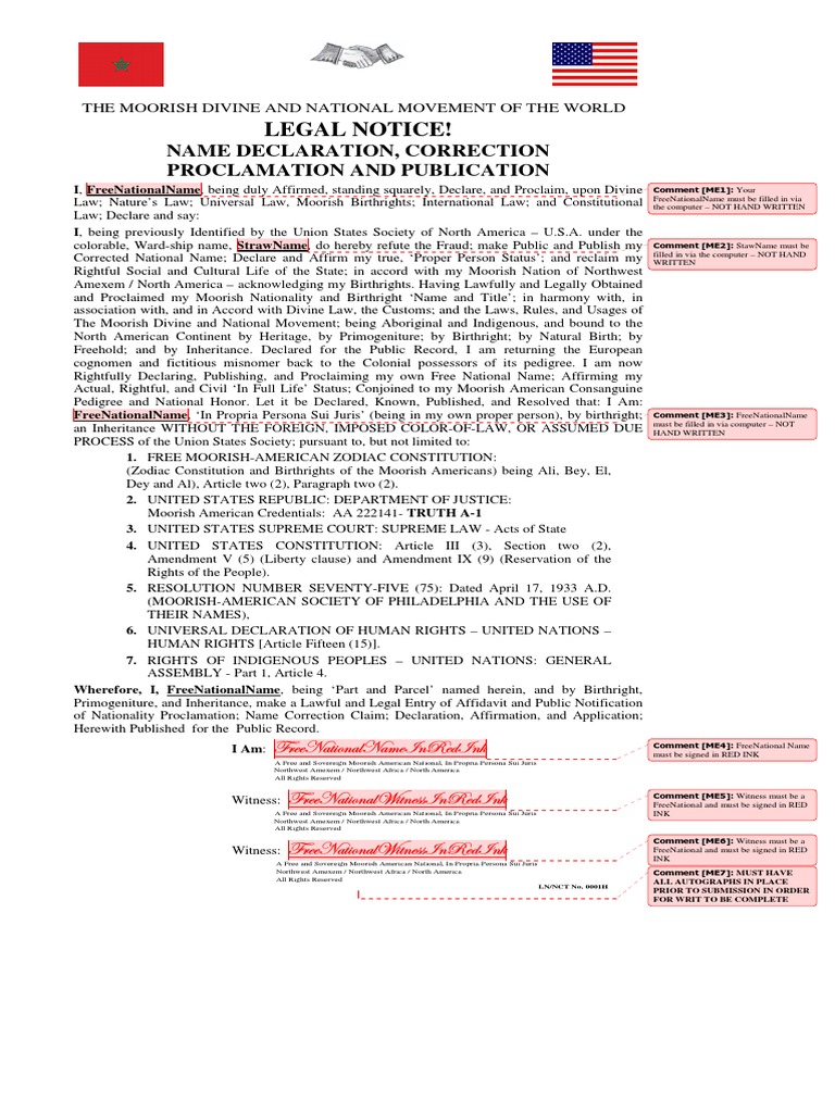 Legal Notice!: Name Declaration, Correction Proclamation and ...