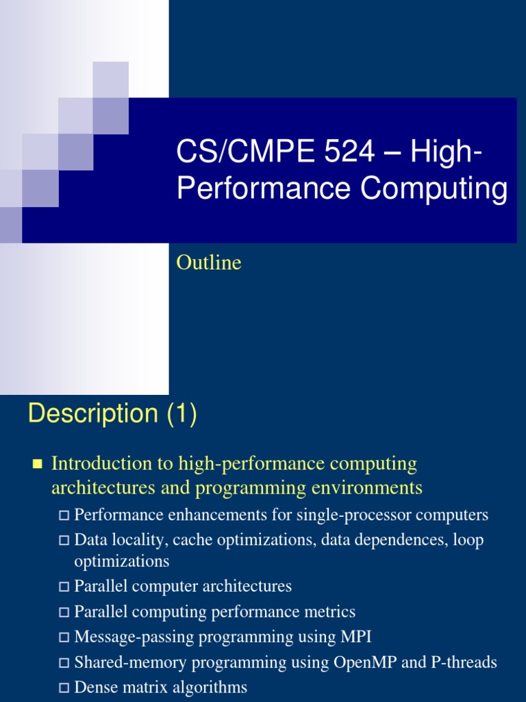 CS/CMPE 524 - High-Performance Computing: Outline | PDF | Parallel Computing | Message Passing ...