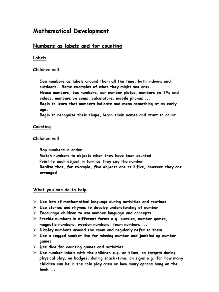 Maths For Labels and Counting | PDF | Shape | Concept