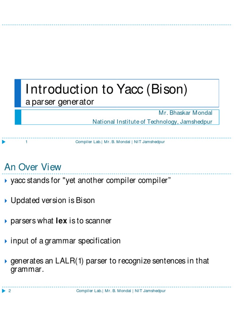 Introduction To Yacc (Bison) | PDF | Parsing | Computer Programming Introduction To Yacc (Bison) | PDF | Parsing | Computer Programming