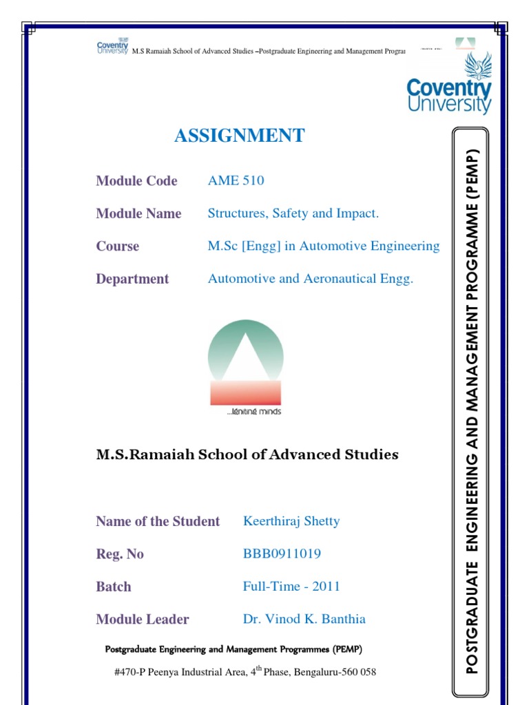 Assignment: Module Code Module Name Course Department | PDF | Collision ...