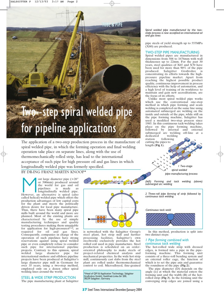 Two Step Spiral Pipe Manufacturing | PDF | Pipe (Fluid Conveyance ...