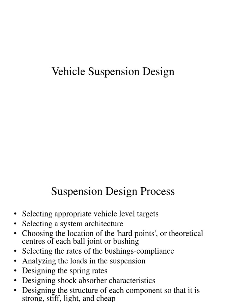 Vehicle Suspension Design | PDF | Suspension (Vehicle) | Vehicles