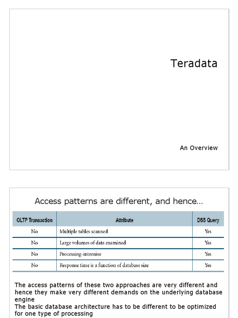 Teradata Overview | PDF | Database Index | Central Processing Unit