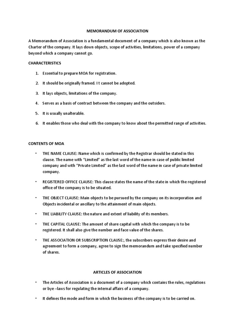 Understanding Memorandum of Association | PDF | Limited Company ...