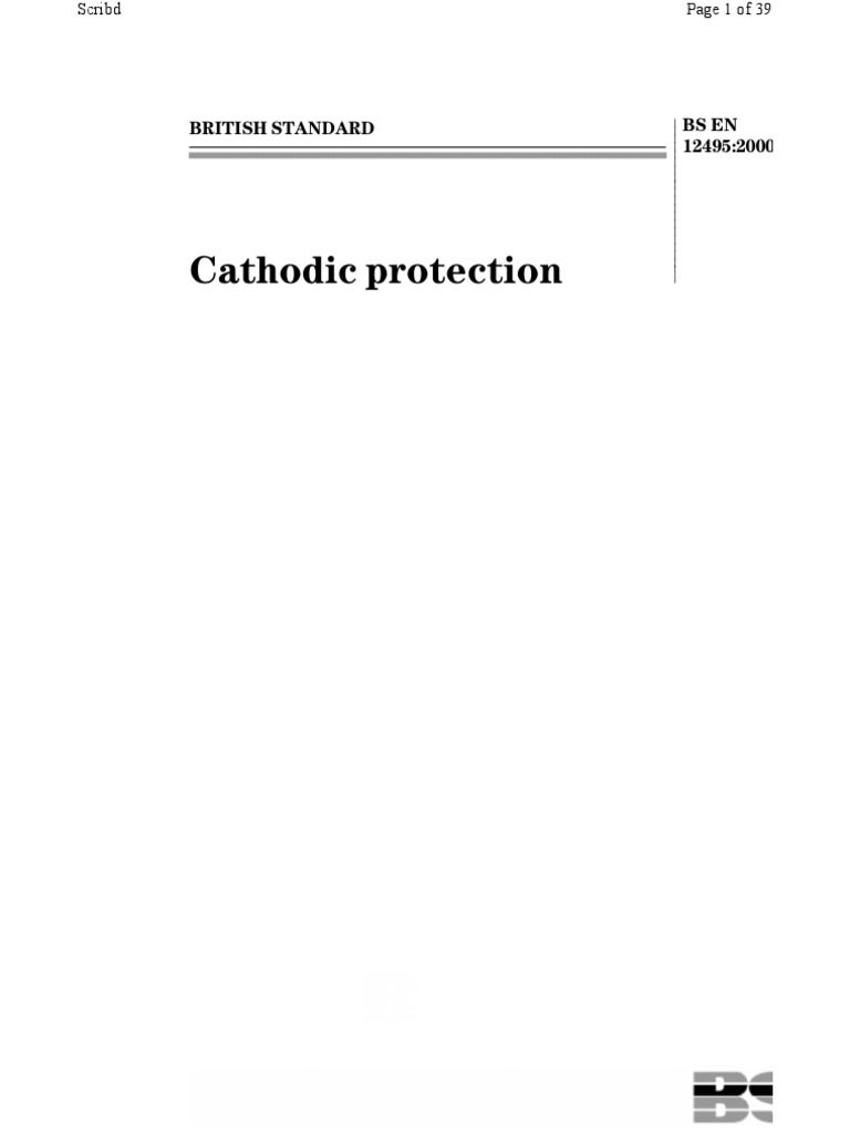 BS en 12495 - 2000 - Cathodic Protection For Fixed Steel Offshore ...