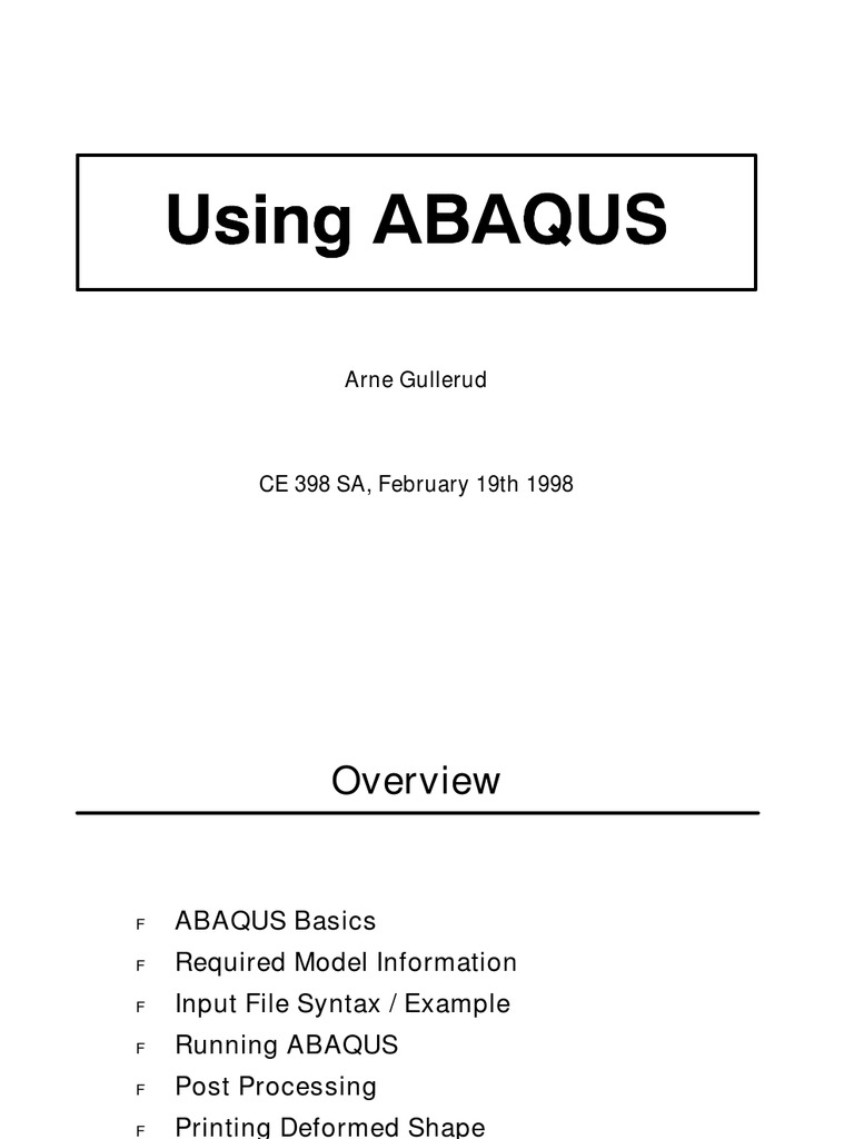 ABAQUS Input File Guide | PDF | Computers | Technology & Engineering