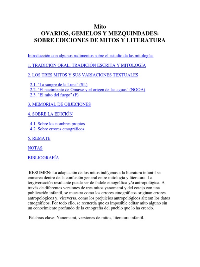 Mito | PDF | Mitología | Etnografía