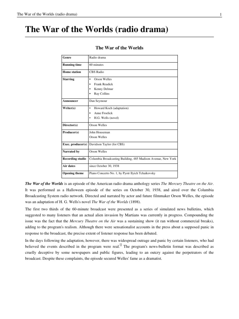 The Infamous 'War of the Worlds' Radio Broadcast: How Orson Welles ...