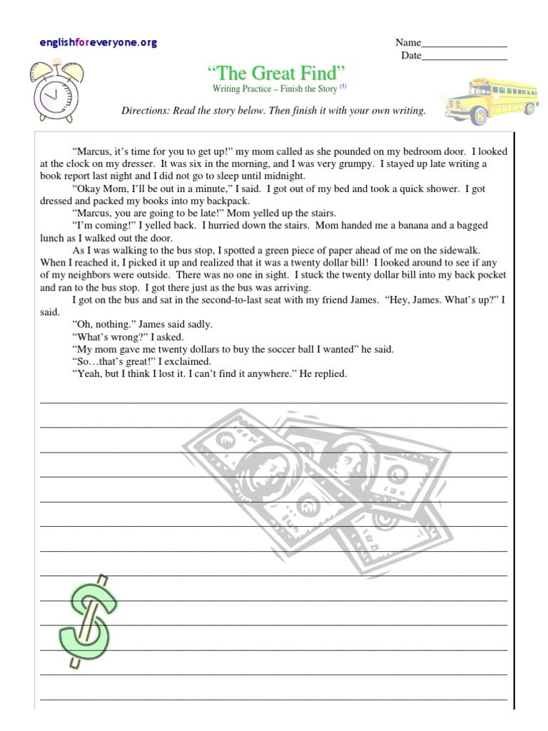 Finish The Story Worksheet