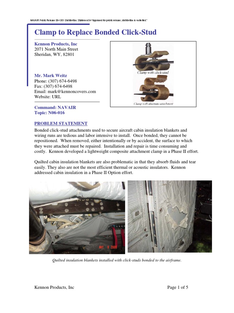 Clamp To Replace Bonded Click-Stud: Kennon Products, Inc | PDF ...