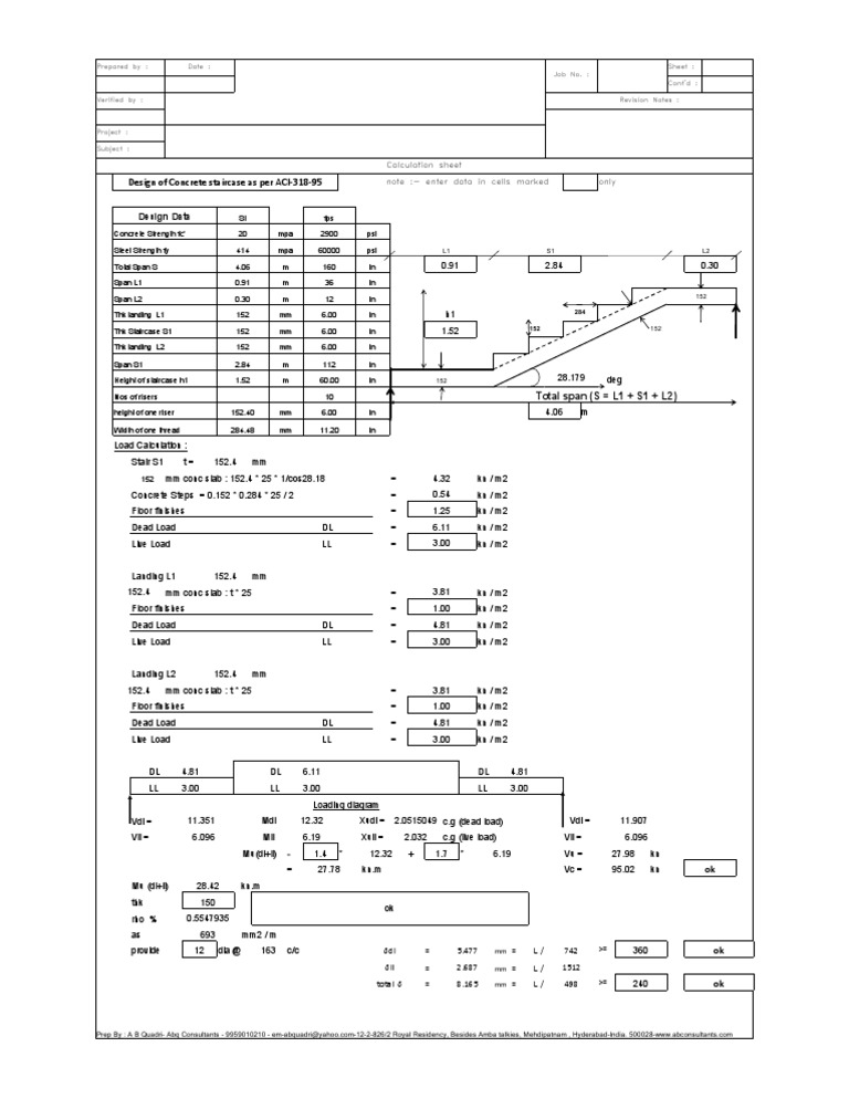 Concrete Staircase Load Calculation Guide | PDF