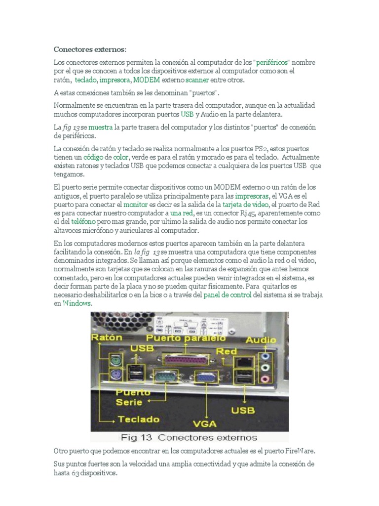 Conectores Externos PC | PDF | Periférico | USB