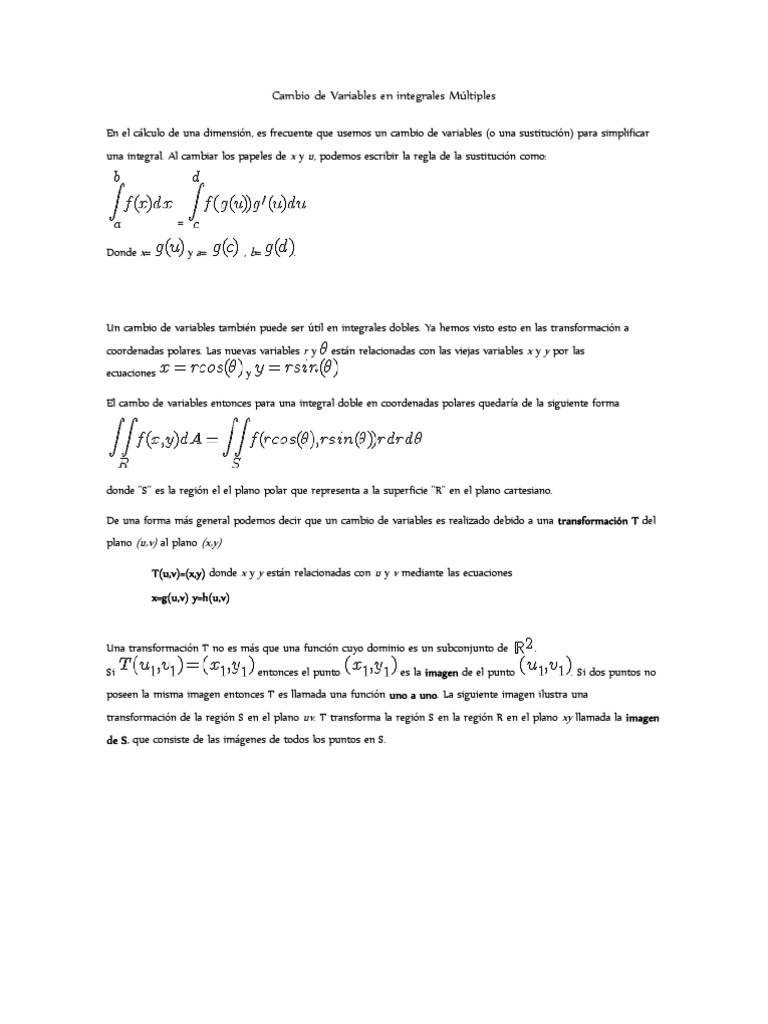 Cambio de Variables en Integrales Múltiples | PDF | Integral | Física teórica