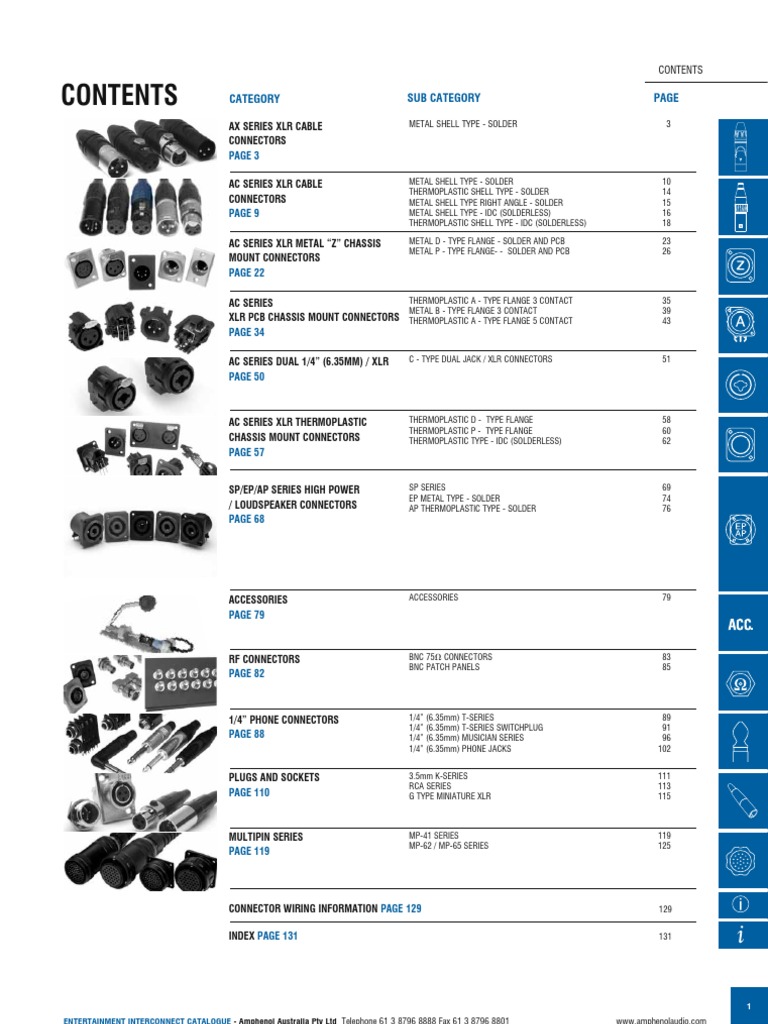 Amphenol Audio Catalogue | PDF | Electrical Connector | Printed Circuit ...