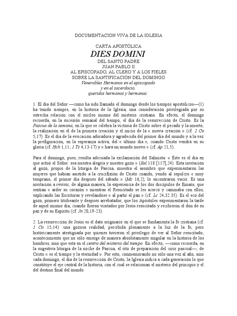 Dies Domini | PDF | eucaristía | La resurrección de Jesús