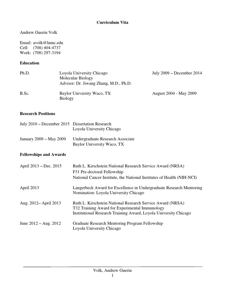 Volk CV | PDF | Stem Cell | Leukemia