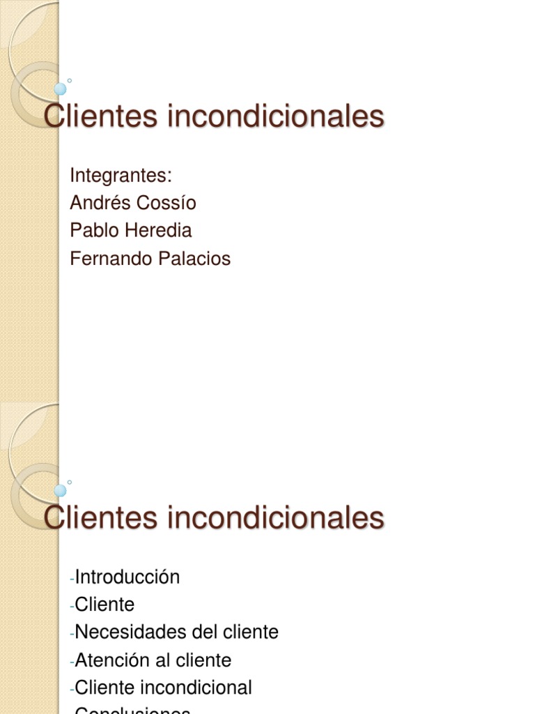 Clientes Incondicionales | PDF | Cliente | Servicio al Cliente