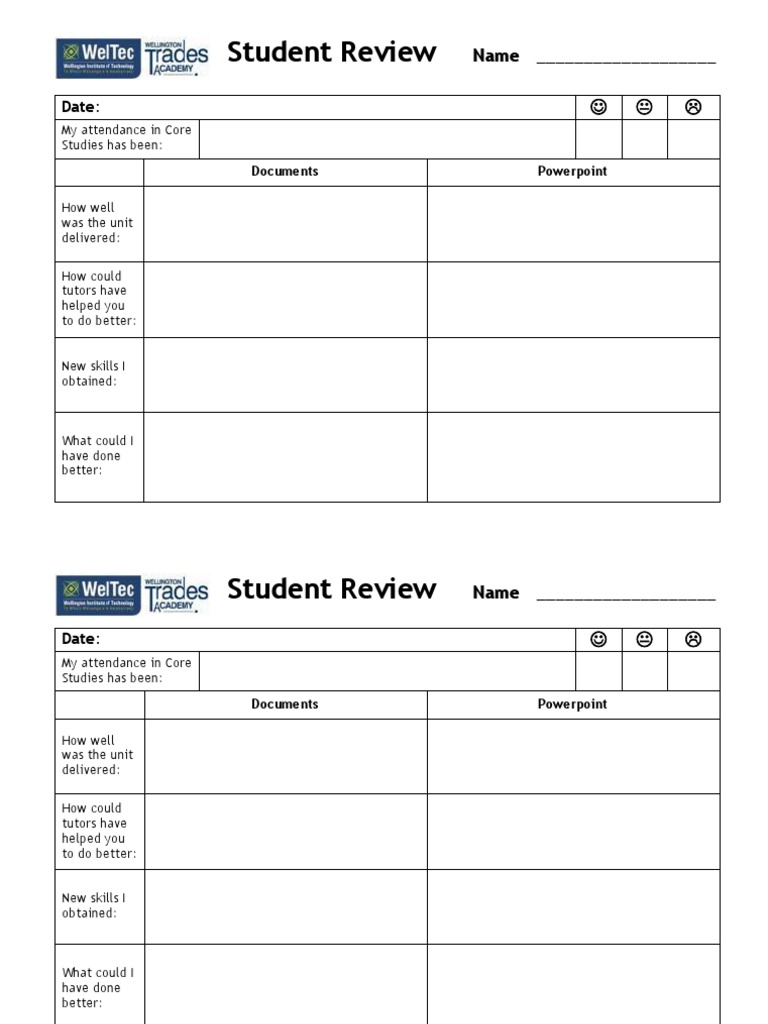 Student Review Feedback Form | PDF | Career & Growth | Social Science