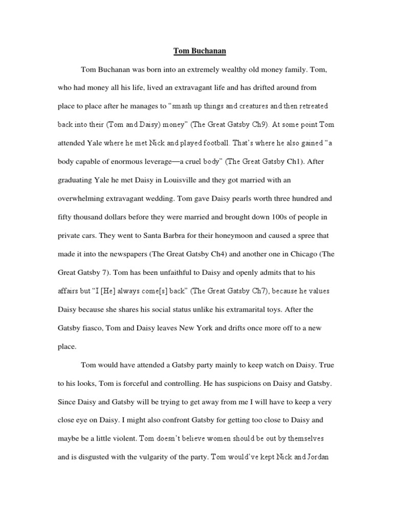Tom Buchanan - Great Gatsby Analysis | PDF | The Great Gatsby | Clothing