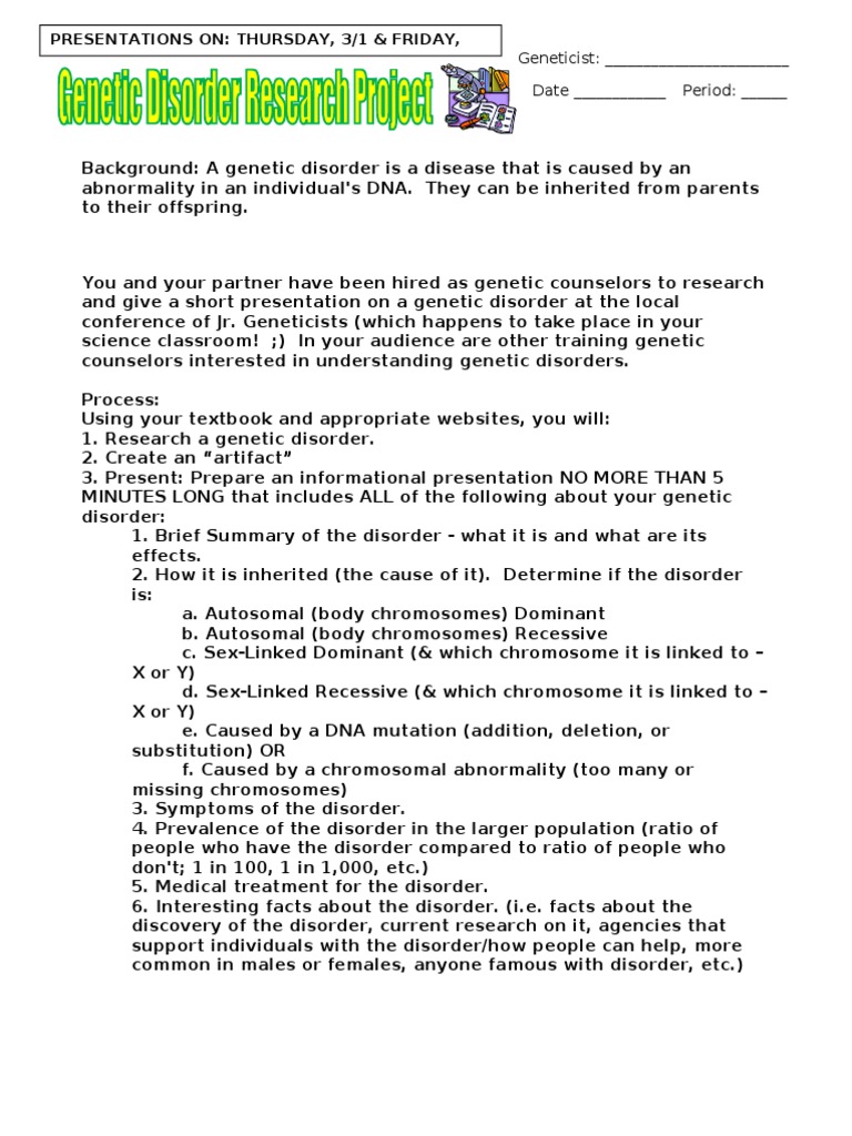 Genetic Disorders Project | PDF | Genetic Disorder | Genetics