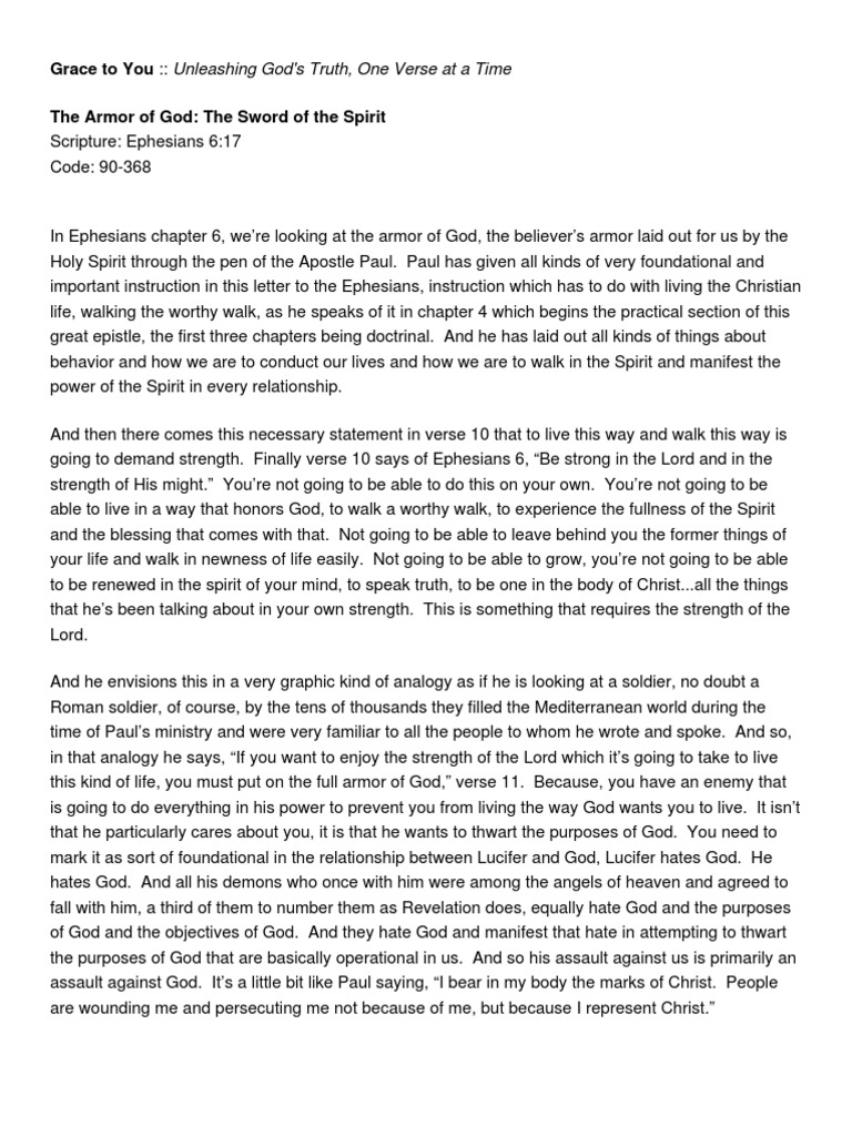 The Armor of God The Sword of The Spirit | PDF | Biblical Inerrancy ...