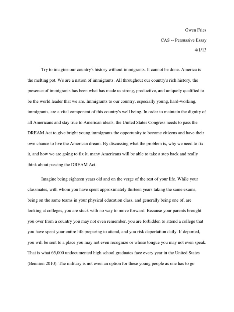 Persuasive Essay Draft | PDF | Immigration To The United States ...