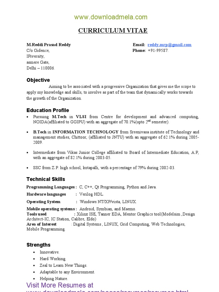 Vlsi Mtech Fresher Resume | PDF | Cryptography | Encryption