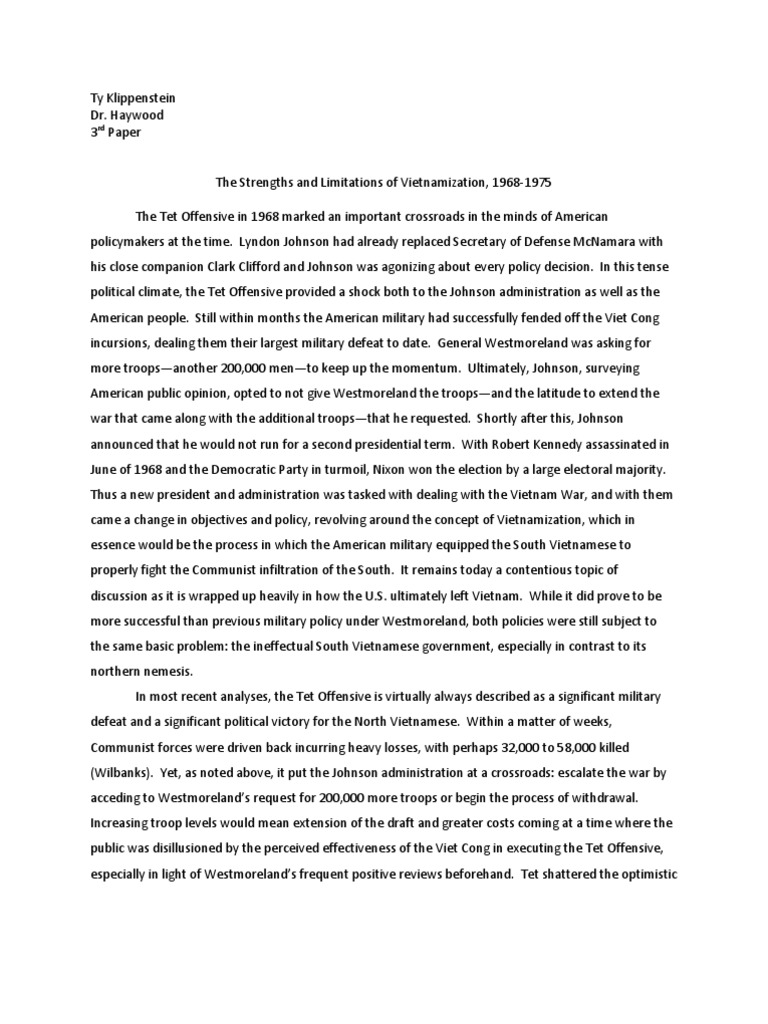 Vietnamization: Strengths & Limits | PDF | Tet Offensive | Vietnam War