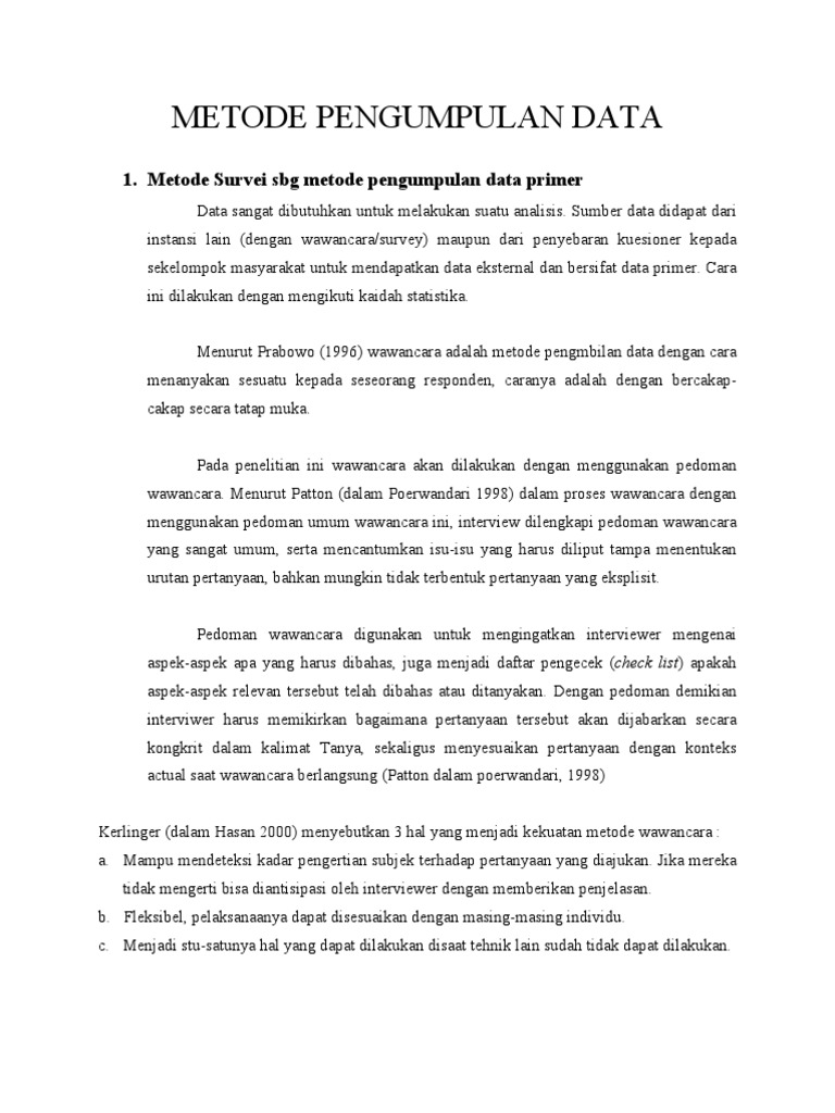 6 Metode Pengumpulan Data | PDF