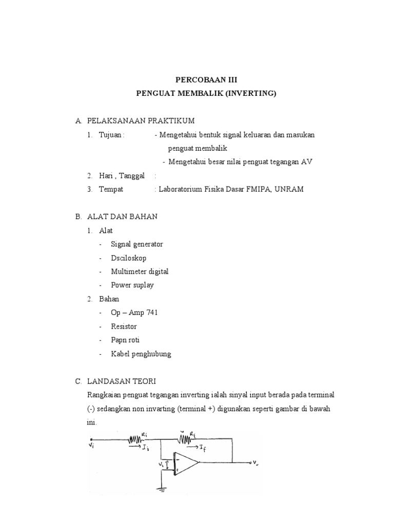 Penguat Pembalik (Inverting) | PDF
