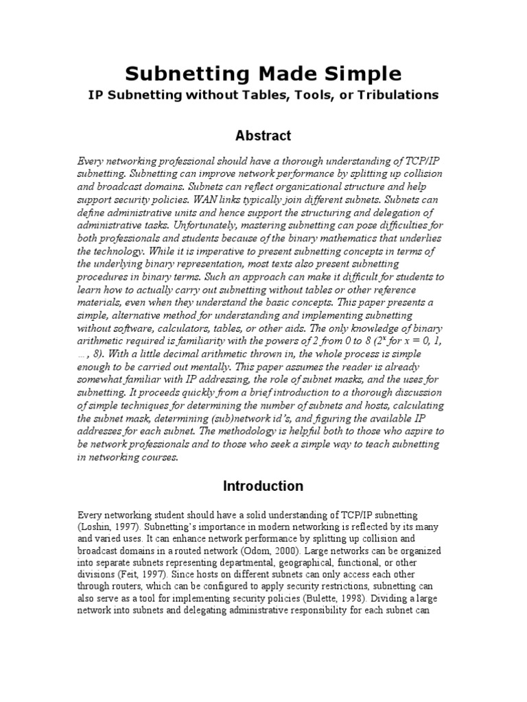Subnetting Made Simple | PDF | Ip Address | Computer Network