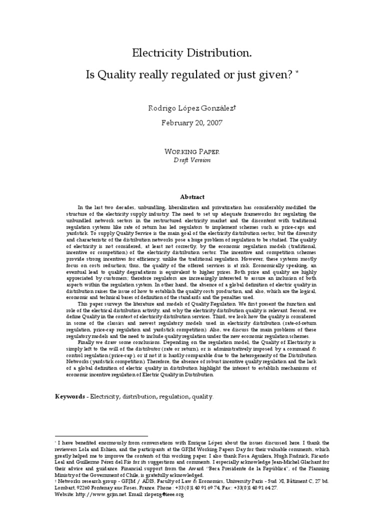 Electricity Distribution. | PDF | Reliability Engineering | Incentive