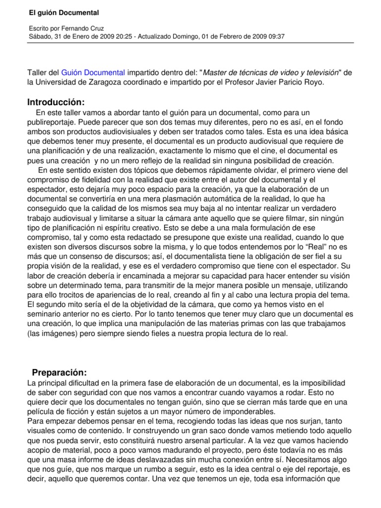 24 El Guion Documental Format PDF | PDF