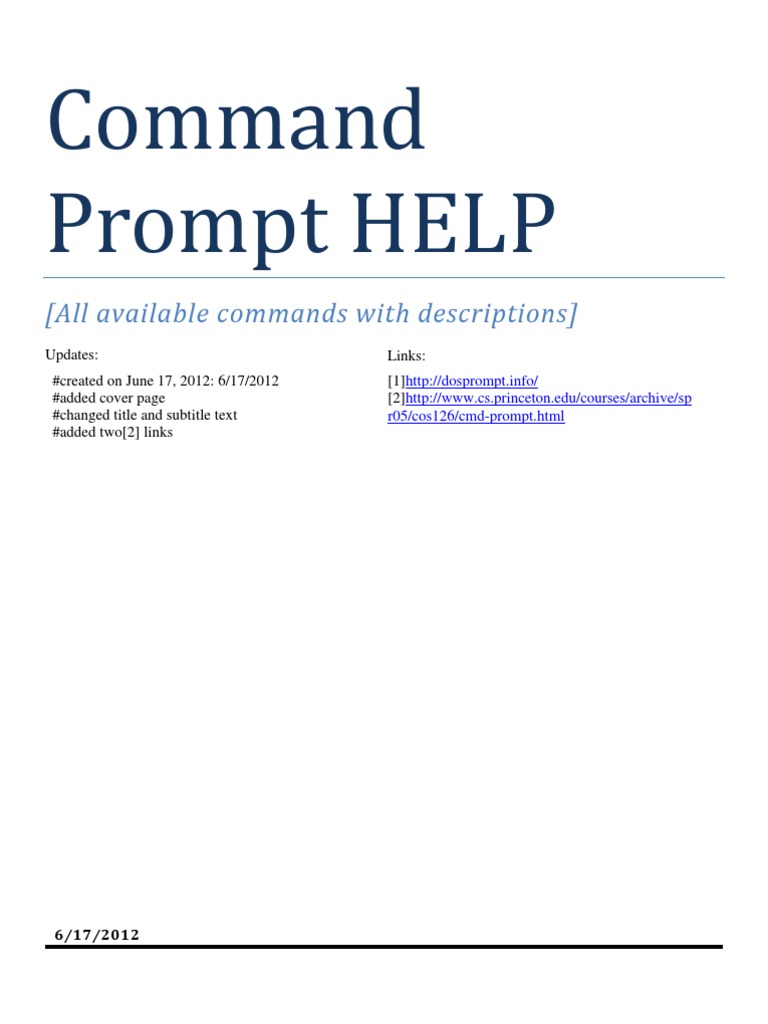Command Prompt HELP: (All Available Commands With Descriptions) | PDF ...