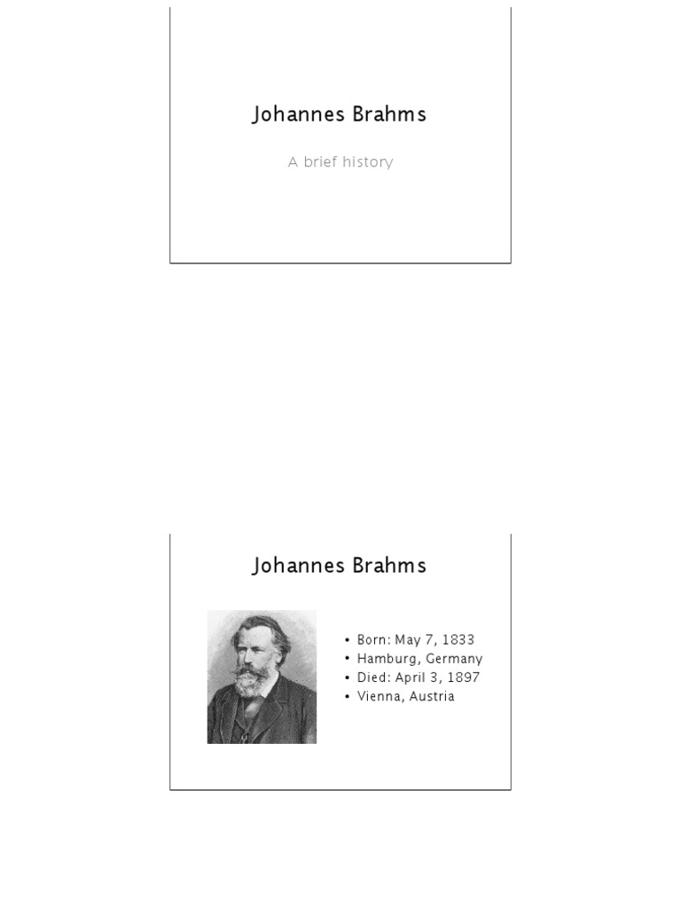 Johannes Brahms: Life and Major Works | PDF