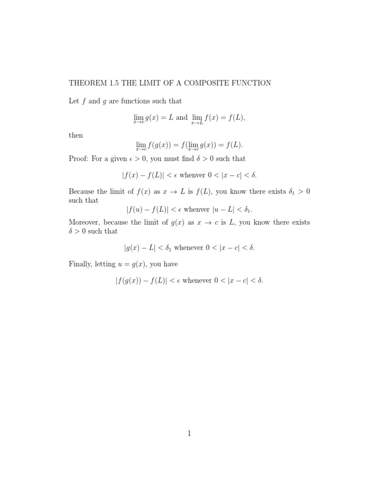 Calculus: Limit of Composite Functions | PDF